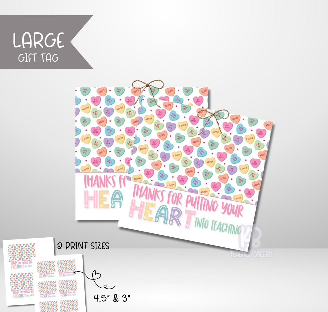 Conversation Heart Teacher Gift Tag | Teacher Appreciation Coffee Tag ...