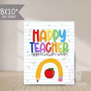 Teacher Appreciation Week Printable Sign - Instant Download - Gift for ...