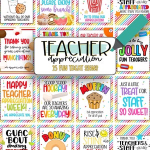 Teacher Appreciation Printable Bundle Instant Download - 15 Treat Signs ...
