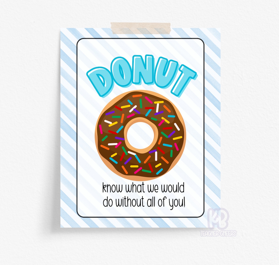 Donut Teacher Appreciation Printable Sign Instant Download Gift for ...