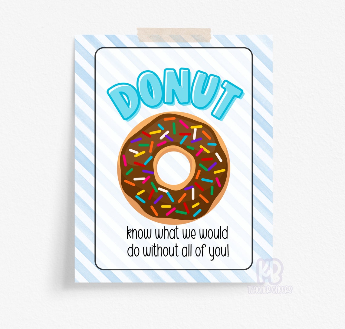 Donut Teacher Appreciation Printable Sign Instant Download Gift for ...