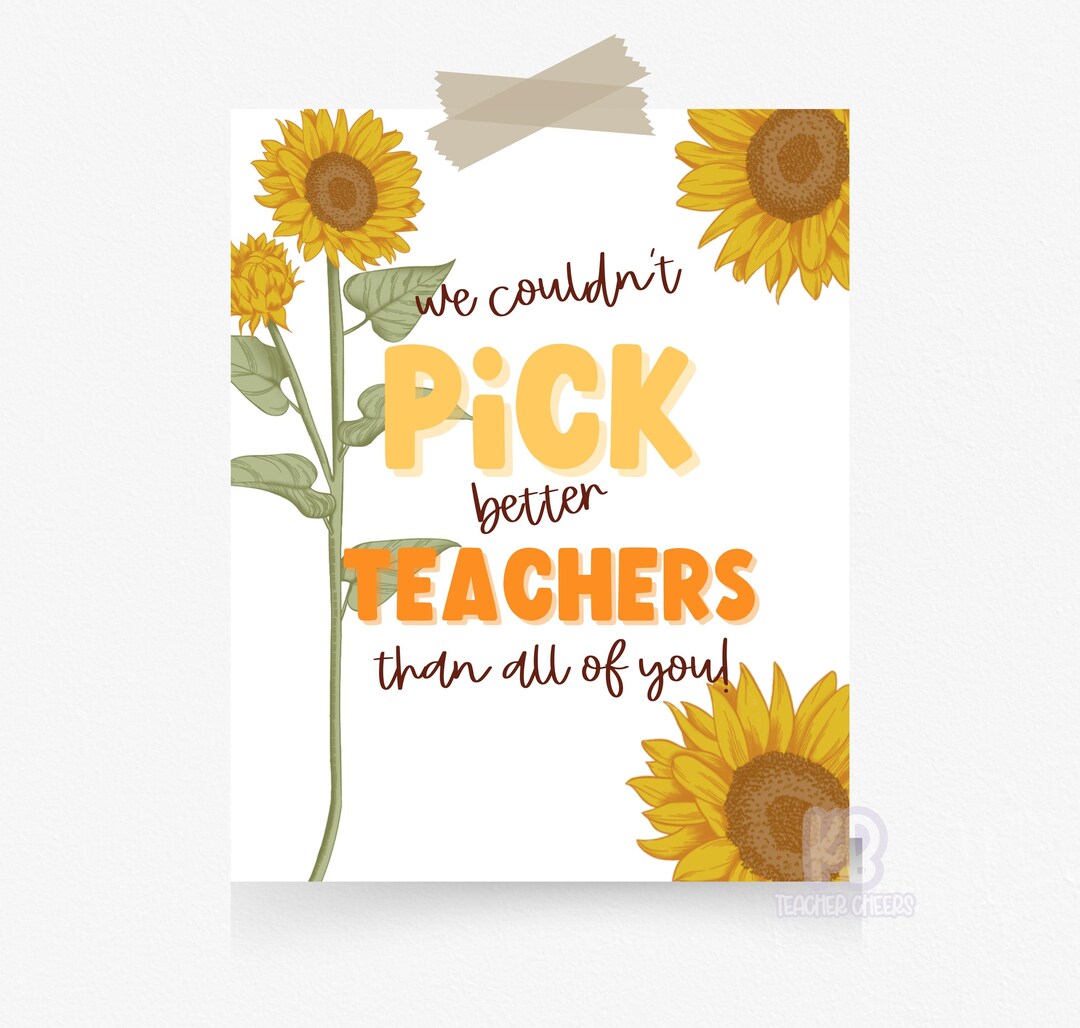 Sunflower Thank You Teacher and Staff Appreciation Sign - Easy Teacher ...