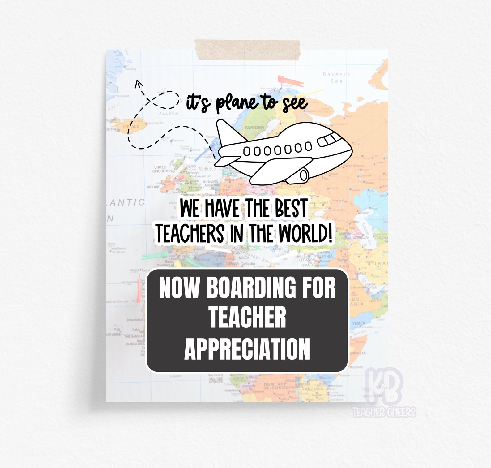 Plane, Travel Theme Teacher Appreciation Week Printable Sign - Instant ...