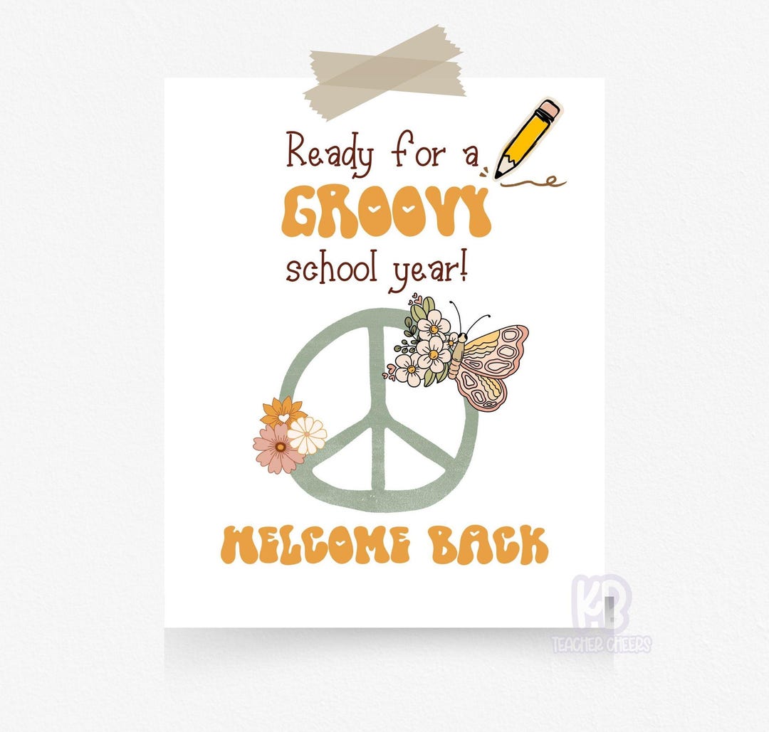 Groovy Welcome Back to School Teacher Treat Sign - Instant Download ...