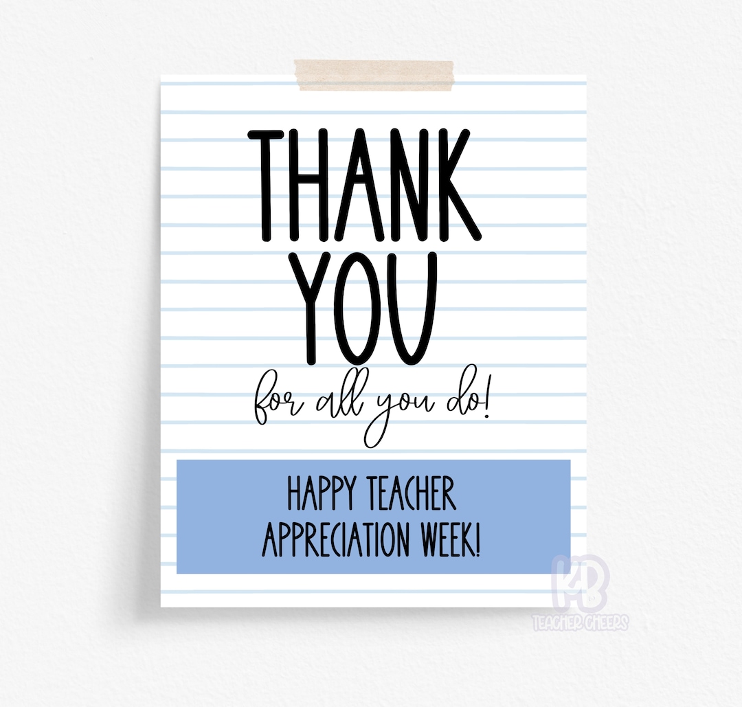 Easy Teacher Appreciation Week Printable Sign - Instant Download - Gift ...