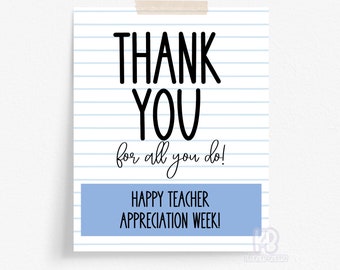 Teacher Appreciation Week Printable Sign Instant Download Gift for ...