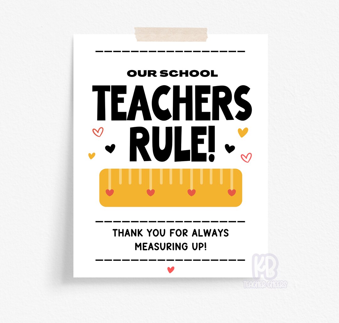 Teachers Rule Teacher Appreciation Printable Sign - Instant Download ...