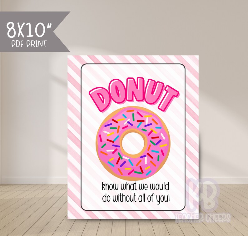 Pink Donut Teacher Appreciation Printable Sign - Instant Download ...