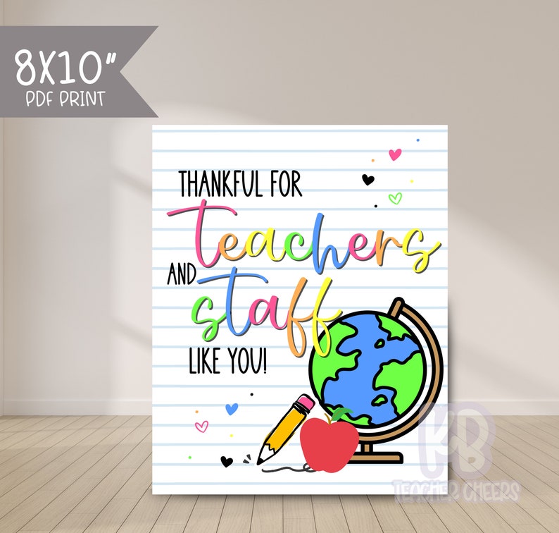 Thankful for the Best Teacher Appreciation Printable Sign - Instant ...