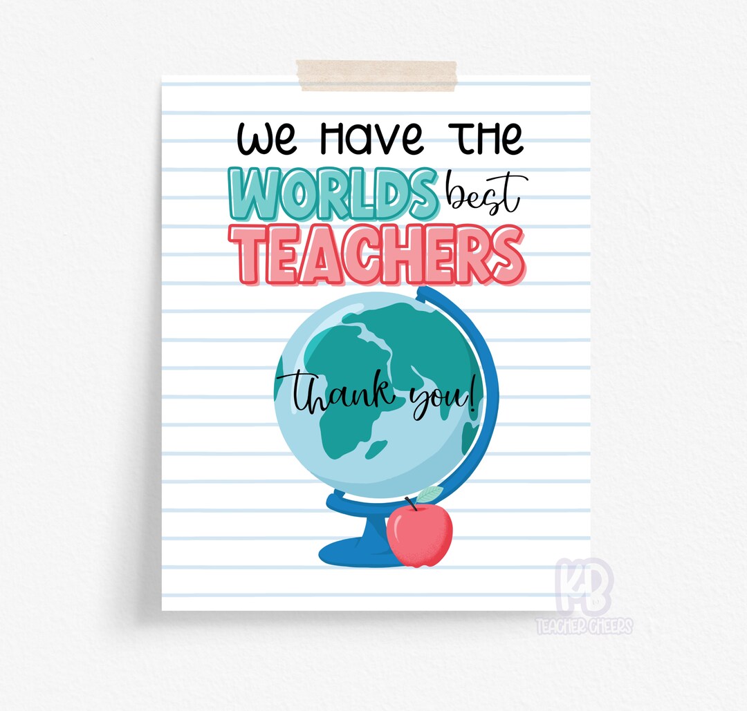 World's Best Teacher Appreciation Printable Sign - Instant Download ...