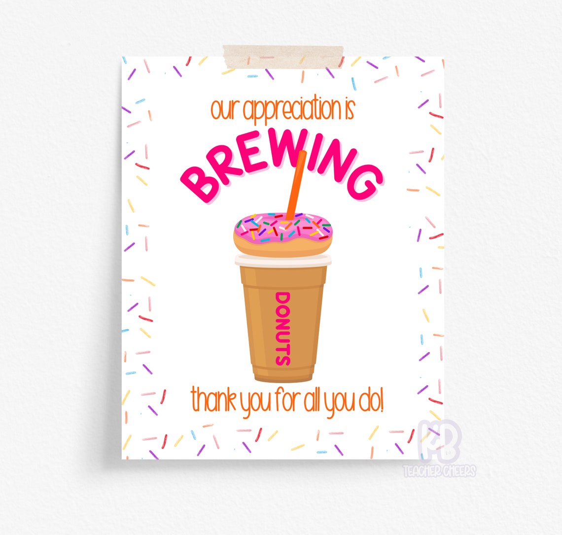 Coffee and Donut Appreciation Printable Sign - Instant Download - Gift ...
