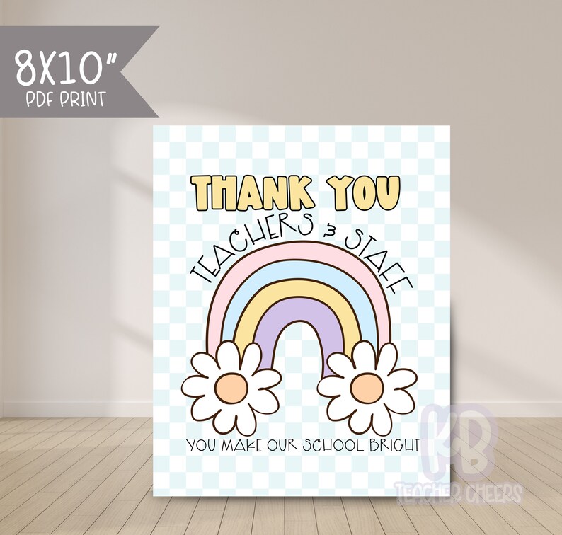 Retro Rainbow Pastel Teacher and Staff Appreciation Week Printable Sign ...