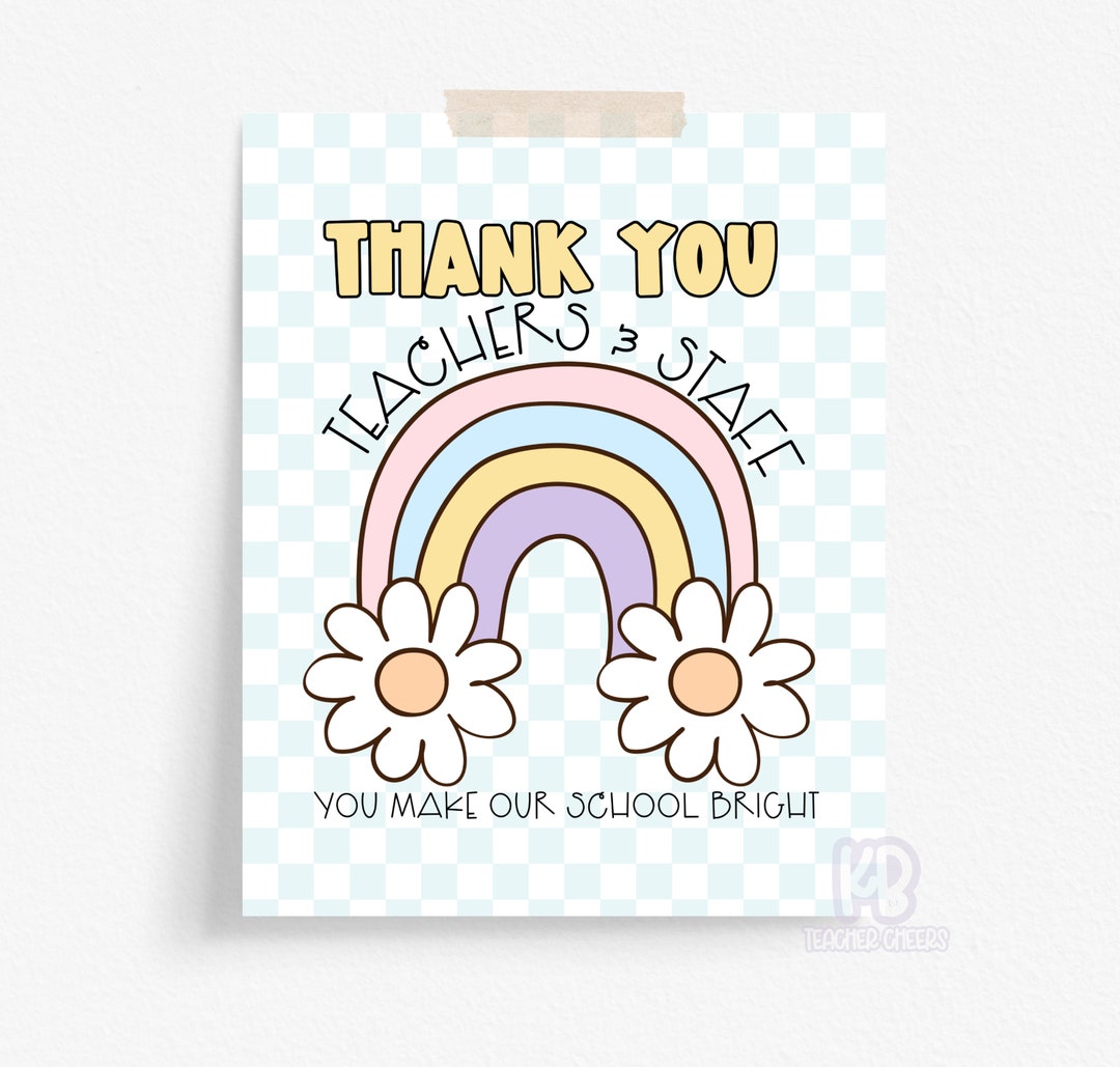Retro Rainbow Pastel Teacher and Staff Appreciation Week Printable Sign ...