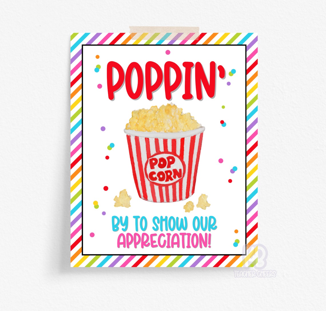 Colorful Popcorn Teacher Appreciation Printable Sign - Instant Download ...