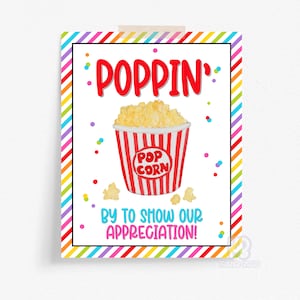 Colorful Popcorn Teacher Appreciation Printable Sign - Instant Download ...