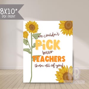 Sunflower Thank You Teacher and Staff Appreciation Sign - Easy Teacher ...