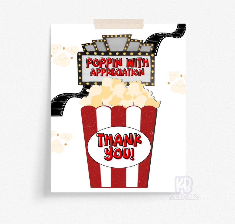 Popcorn Teacher Appreciation Printable Sign - Instant Download - Gift ...