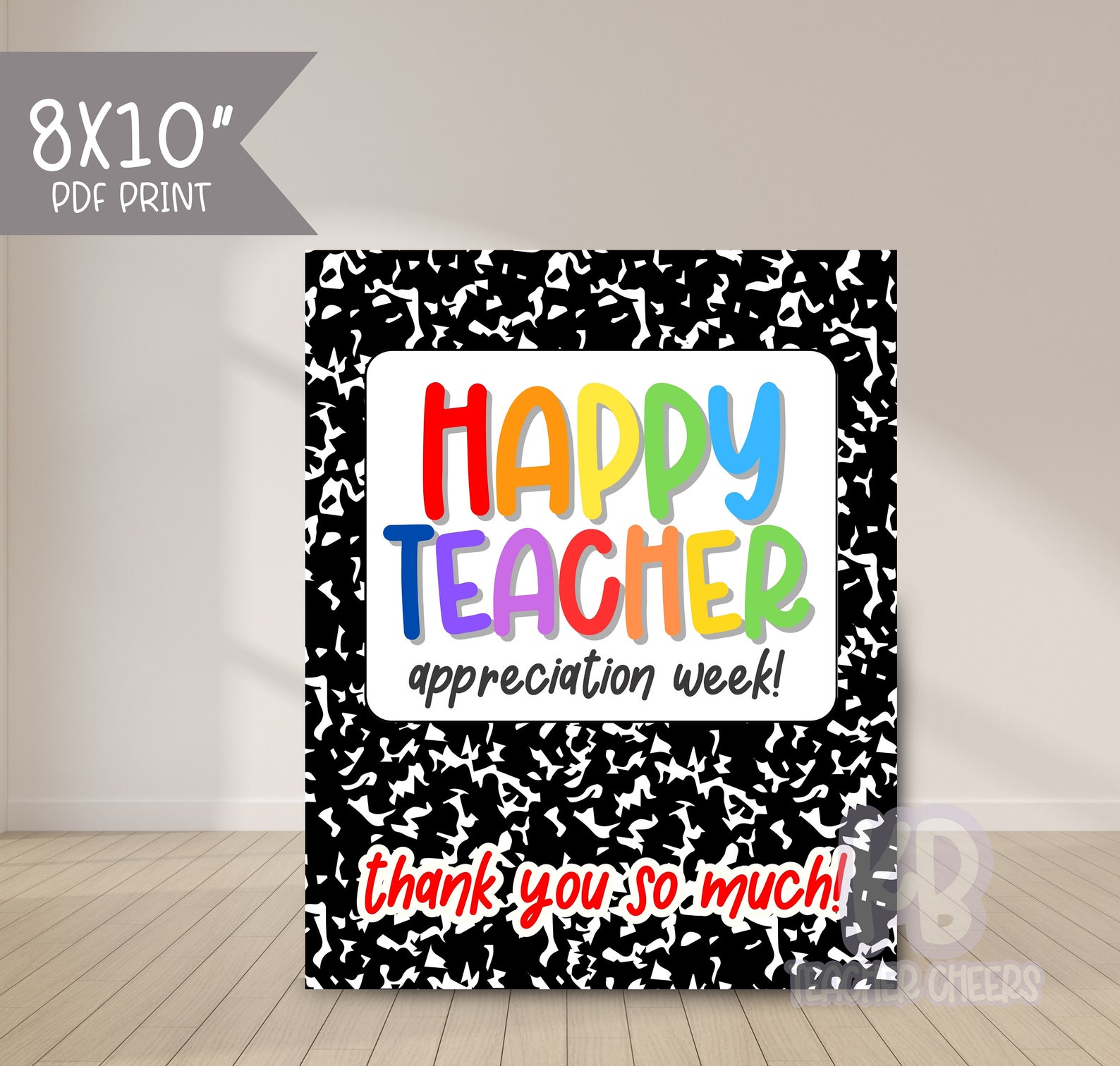 Rainbow Teacher Appreciation Week Printable Sign - Instant Download ...