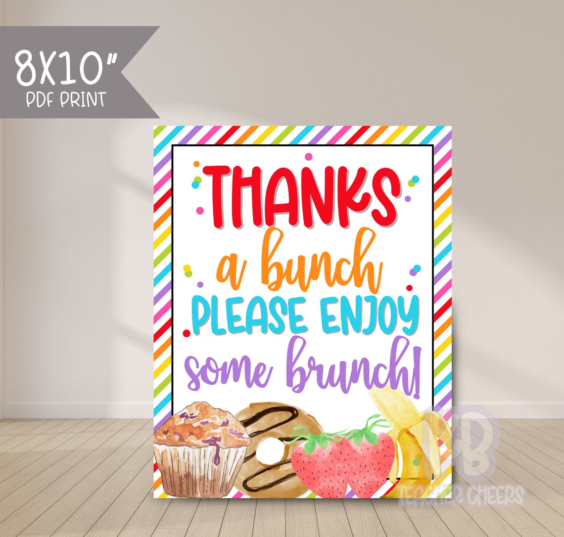 Brunch Teacher Appreciation Printable Bundle - Donut Sign - Gift for ...