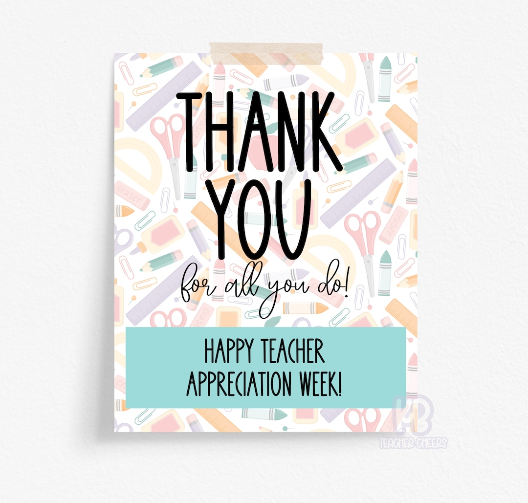 Pastel Teacher Appreciation Week Printable Sign - Instant Download ...