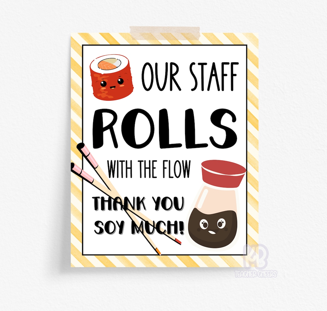 Sushi Themed STAFF Appreciation Printable Sign - Instant Download ...