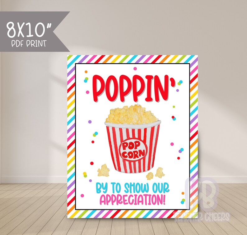 Colorful Popcorn Teacher Appreciation Printable Sign - Instant Download ...
