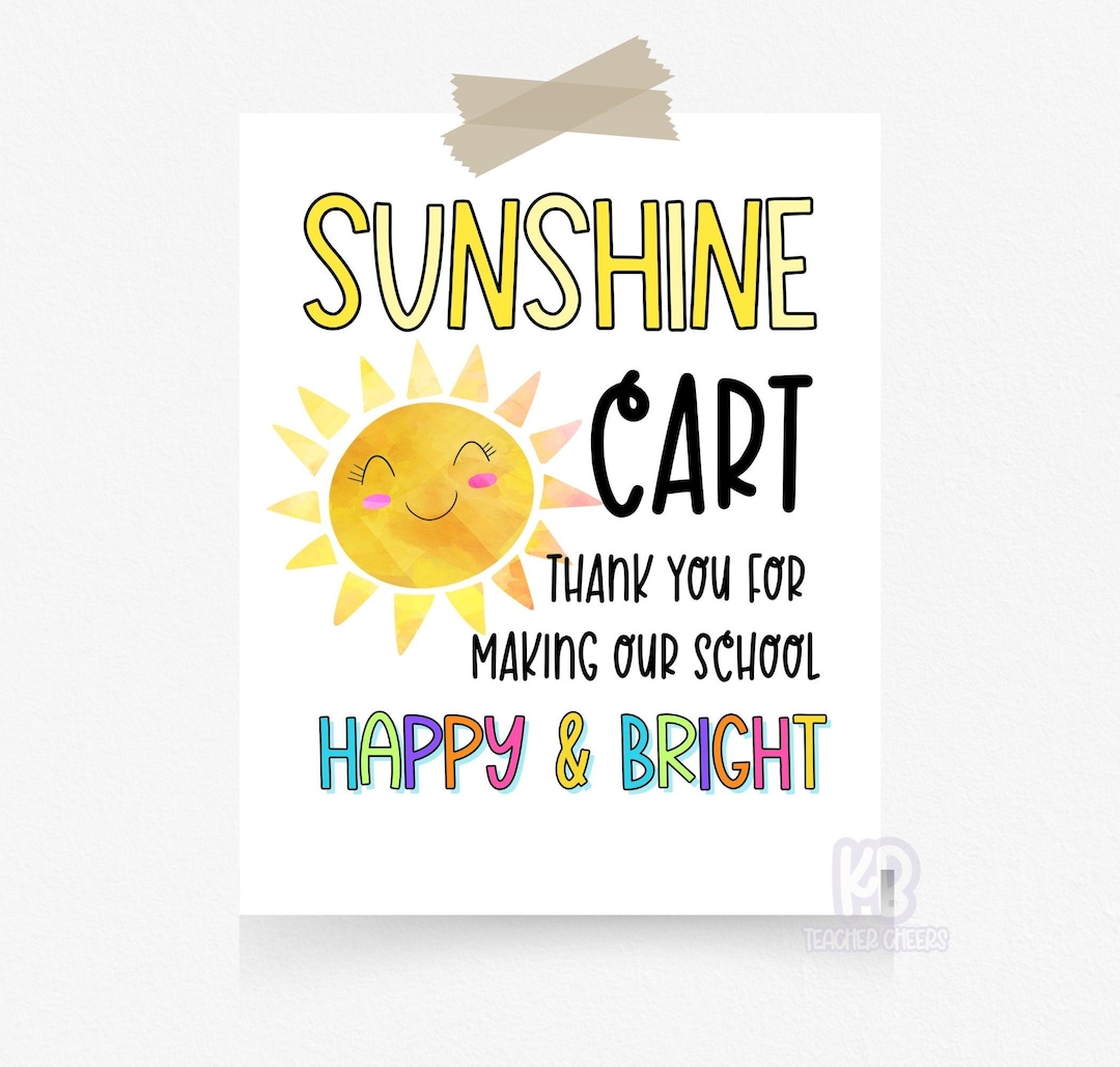 Sunshine Snack Cart Teacher Appreciation Printable Treat Sign | Thank ...