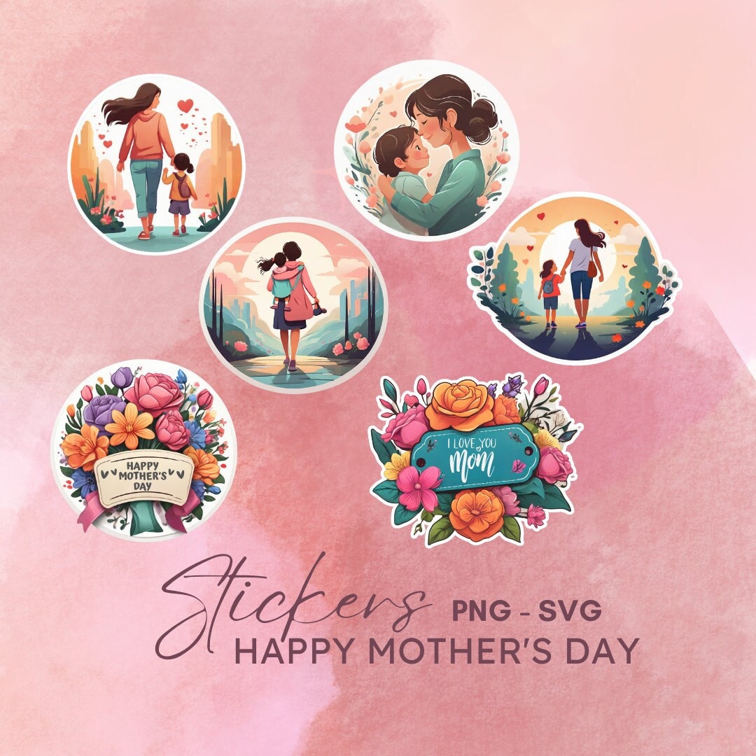 Mother's Day Digital Stickers, Mothers Svg, Mother's Day Png Designs ...