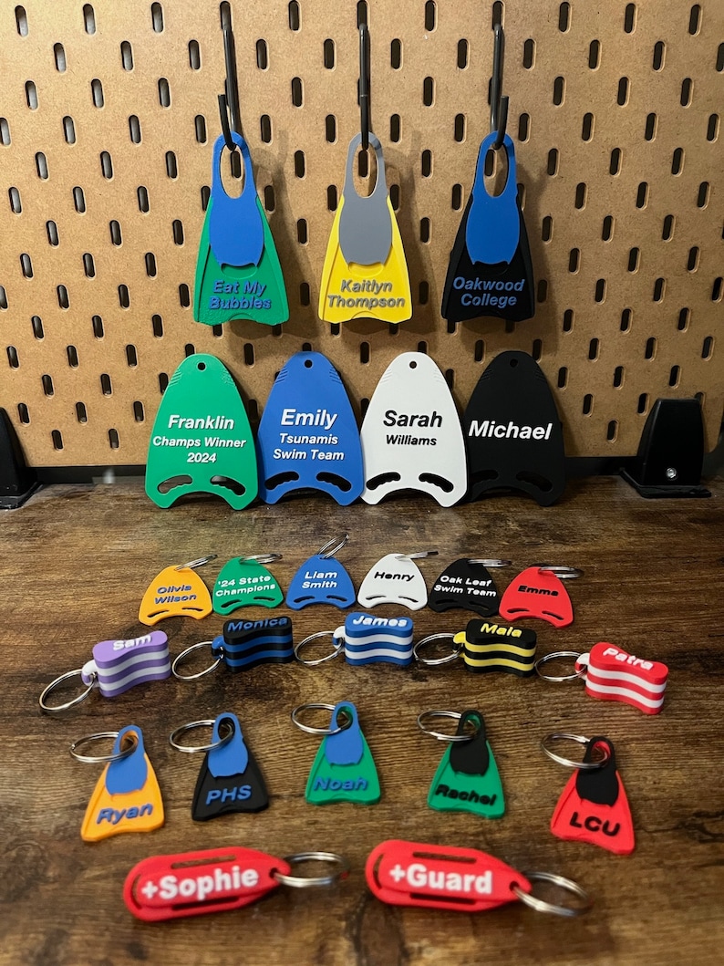 Personalized Swim Fins Keychain | Backpack Tags, Sport Keyrings ...