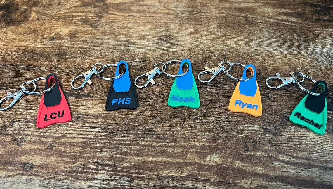 Personalized Swim Fins Keychain | Backpack Tags, Sport Keyrings ...