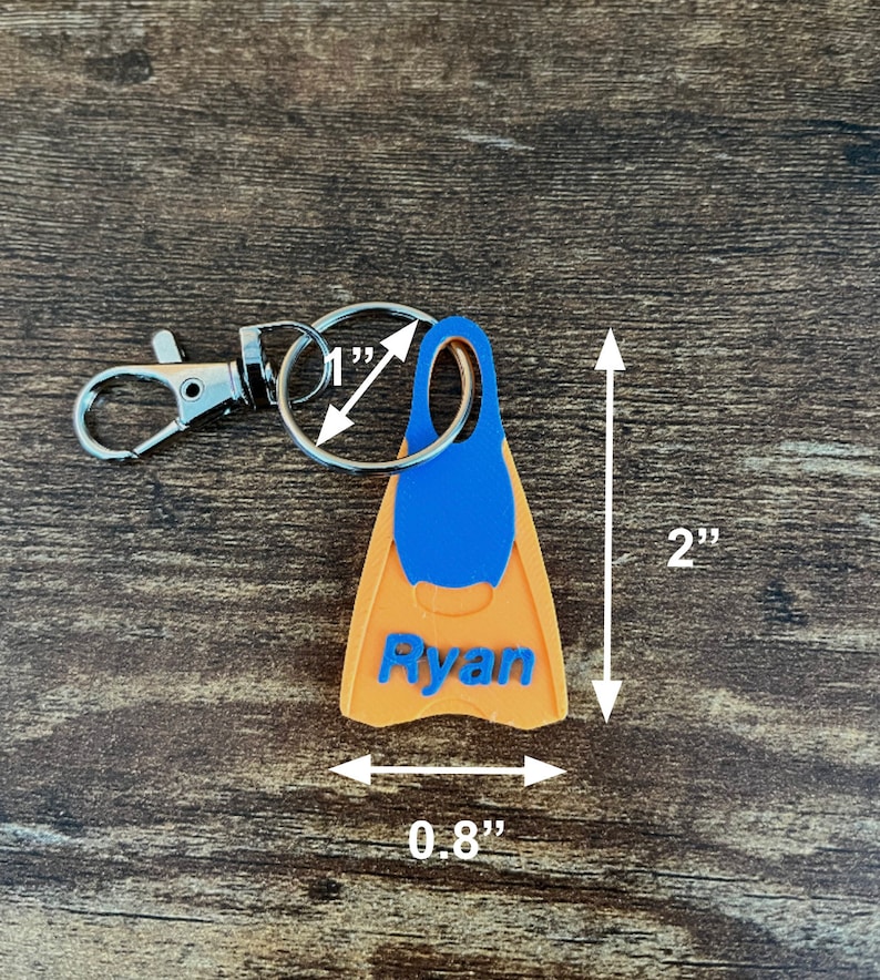 Personalized Swim Fins Keychain | Backpack Tags, Sport Keyrings ...