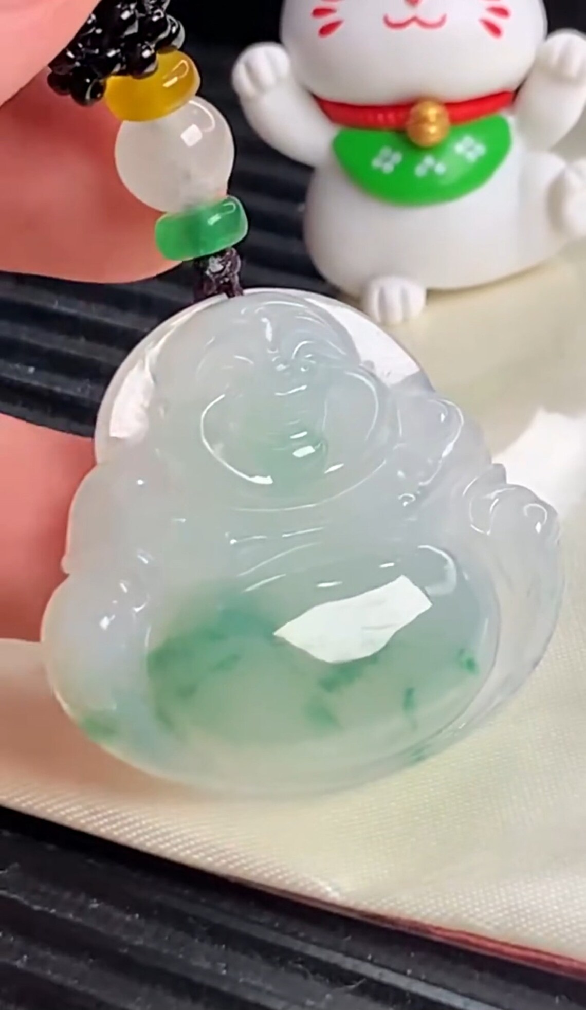 Rare Beautiful Burmese Translucent Jadeite Jade Floating Green Laughing ...