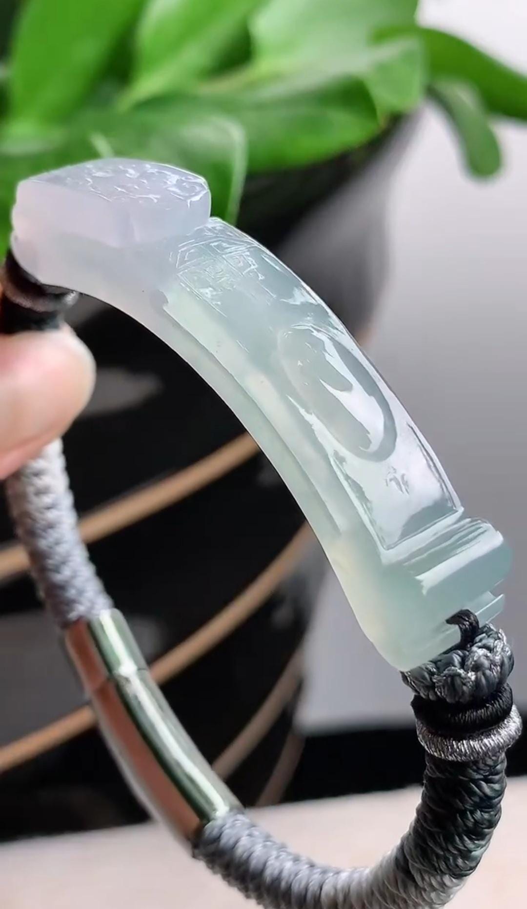 100% Natural Myanmar Ice Qingshui Antique Hand Card Jadeite Jade Chain ...