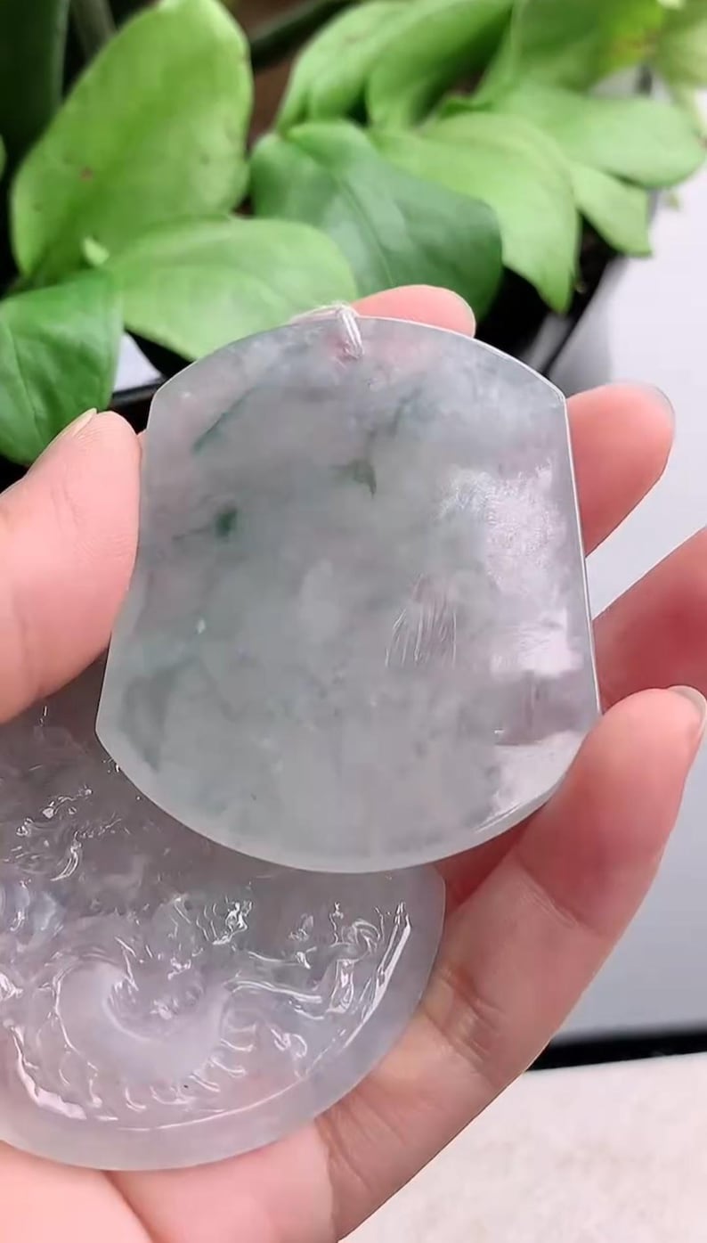 High Quality Burmese Untreated Jadeite Jade Dragon and Phoenix Pendant ...