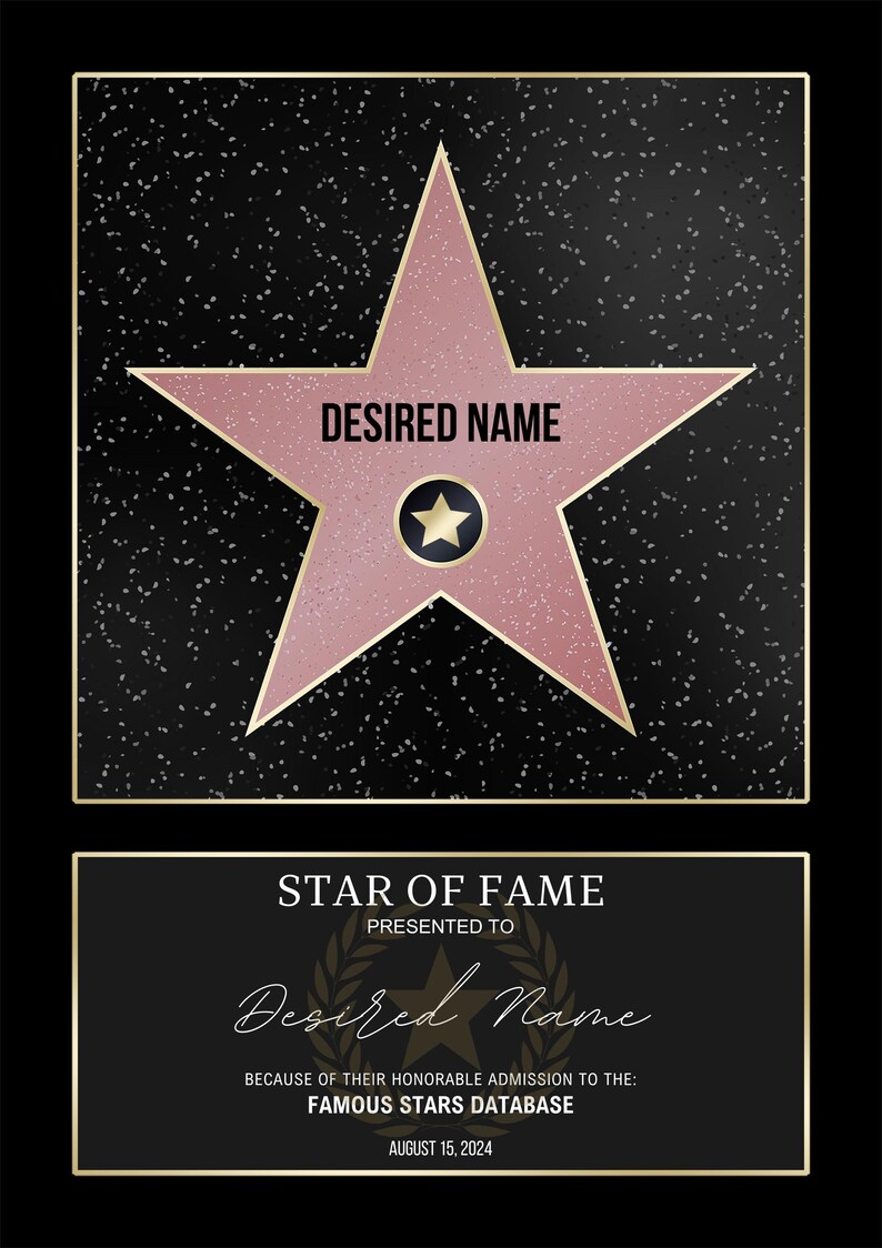 Hollywood Star of Fame - Canva Template | Iconic & Classic ...