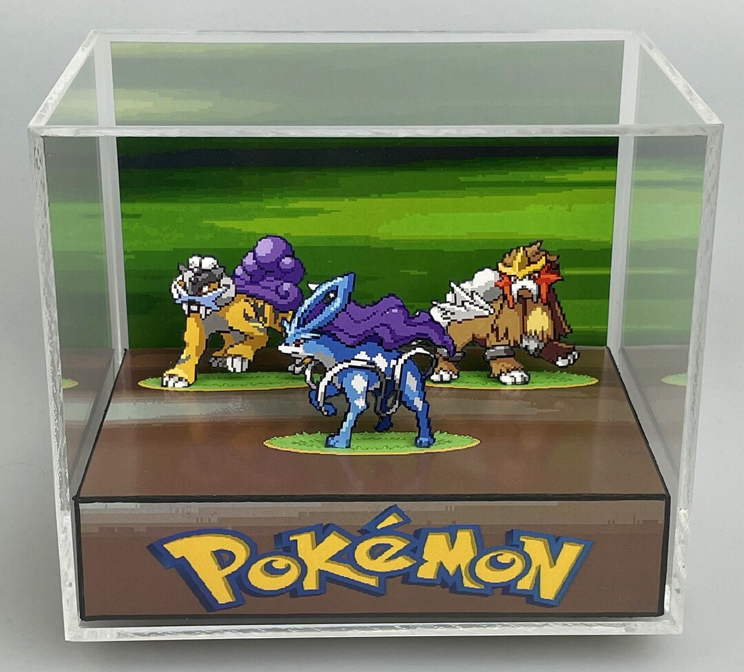 Pokemon Entei, Raikou, Suicune Legendary Dogs Cube Diorama Pokemon Cube ...