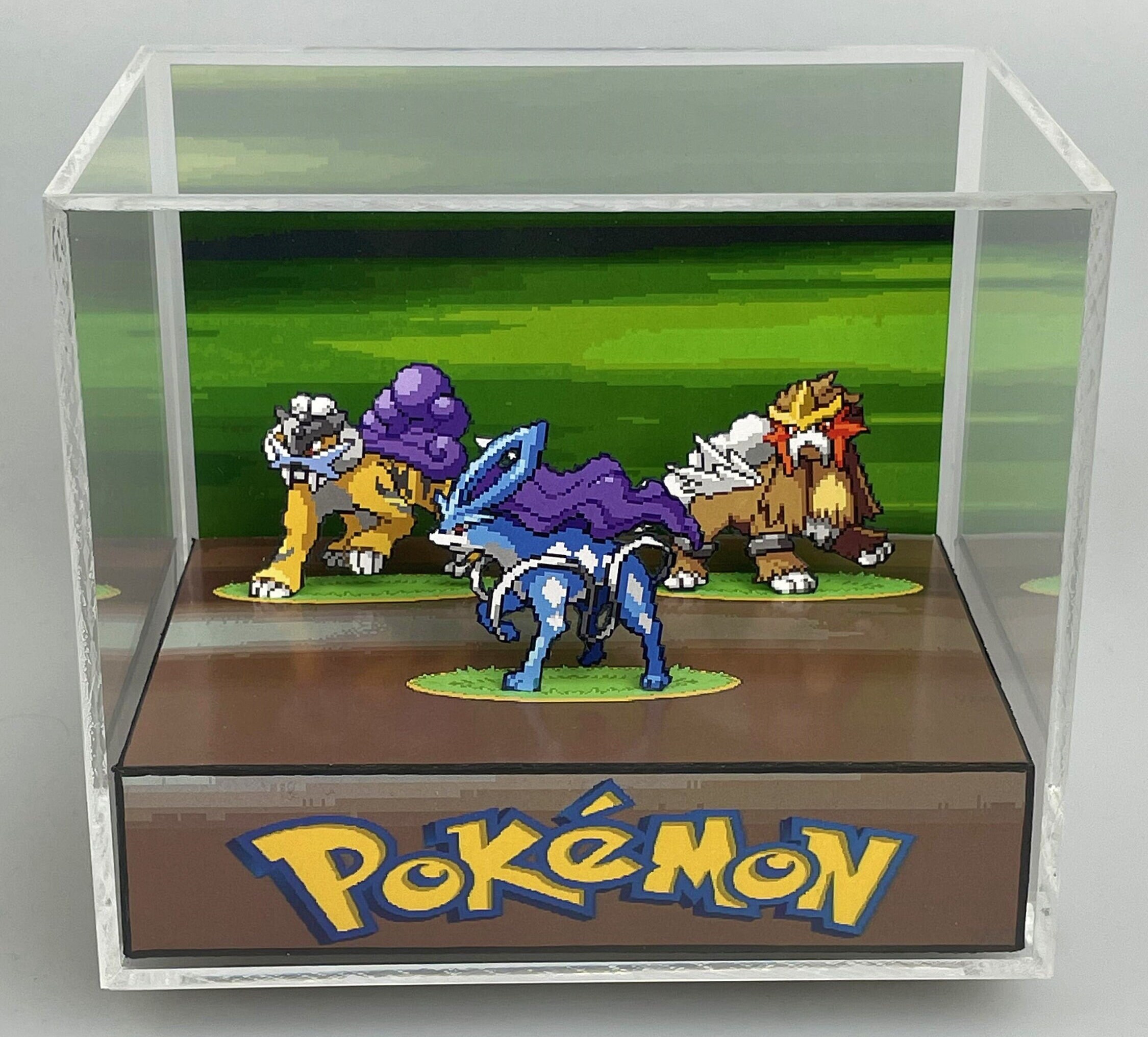 Pokemon Entei, Raikou, Suicune Legendary Dogs Cube Diorama Pokemon Cube ...