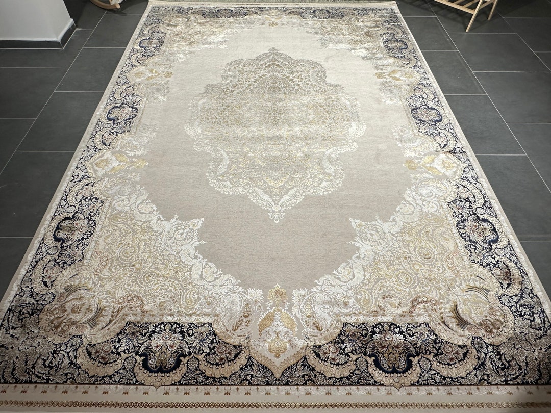 Gold Oriental Silk Rug/ 8X11 Area Rug/ Turkish Luxury Carpet/ Silk Rug ...