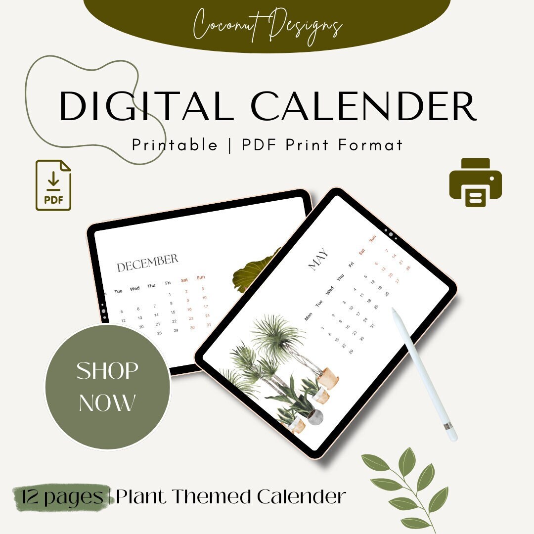 Plant Calender Minimalist Printable PDF - Etsy