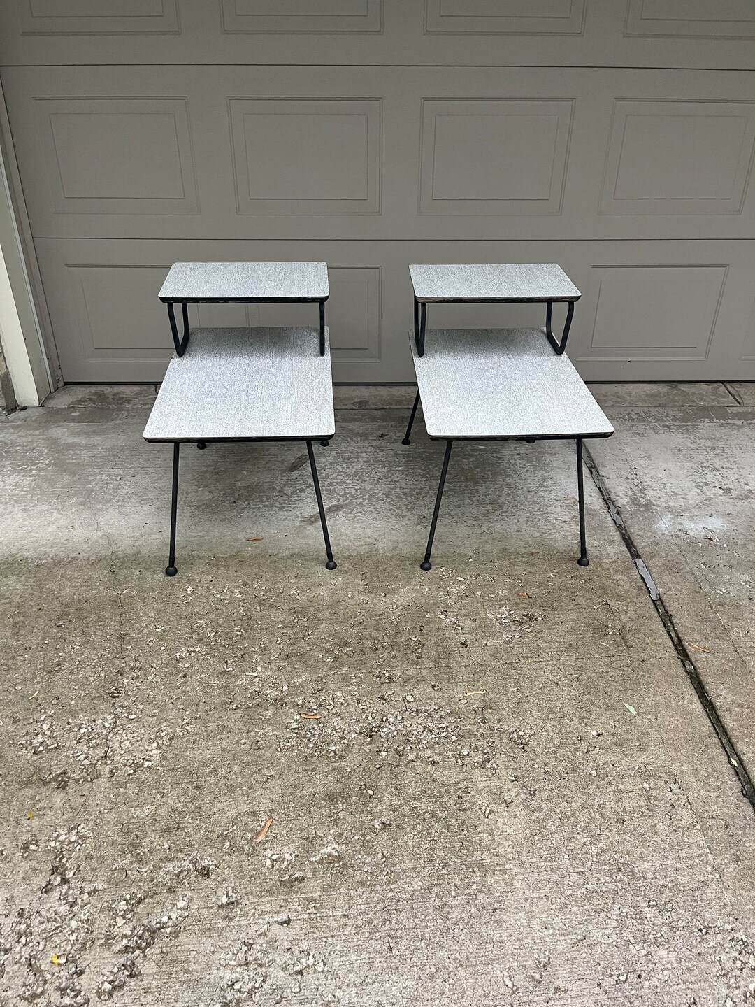 Pair of Mid Century Modern MCM Atomic 1950's Coffee & 3 Tier End Tables ...