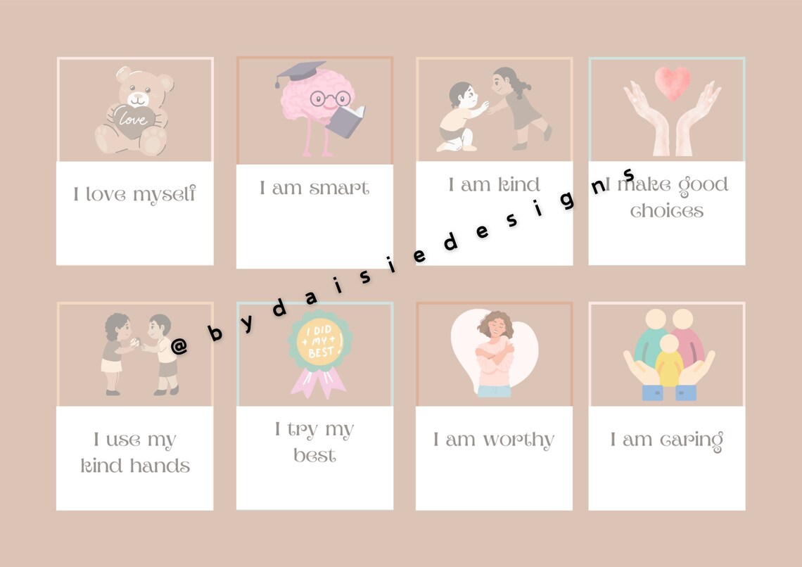 24pc Digital Montessori Positive Affirmation Flashcards Teachers and ...