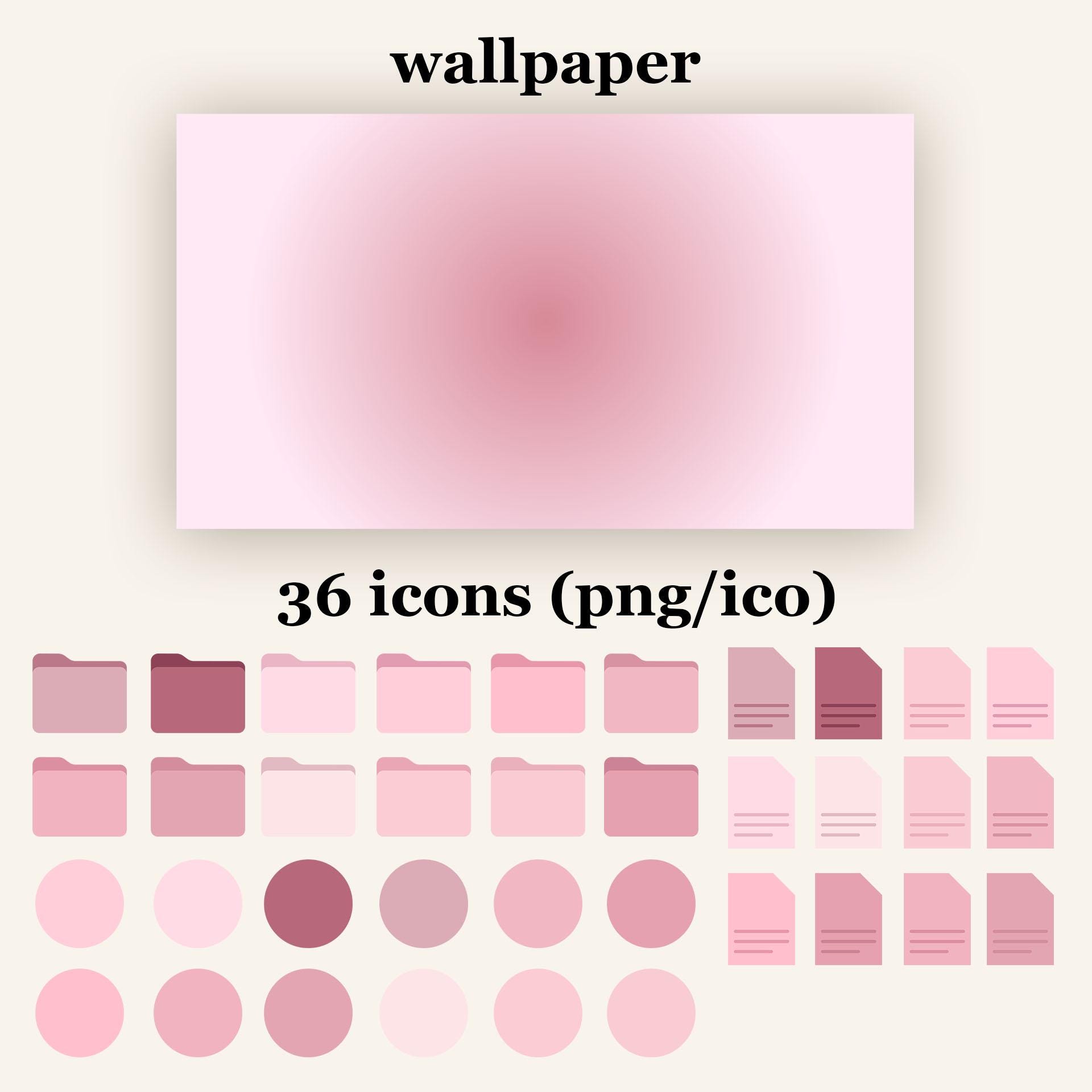 Soft Pink Aesthetic Folder Icons & Wallpaper for Mac/windows | 36 ...