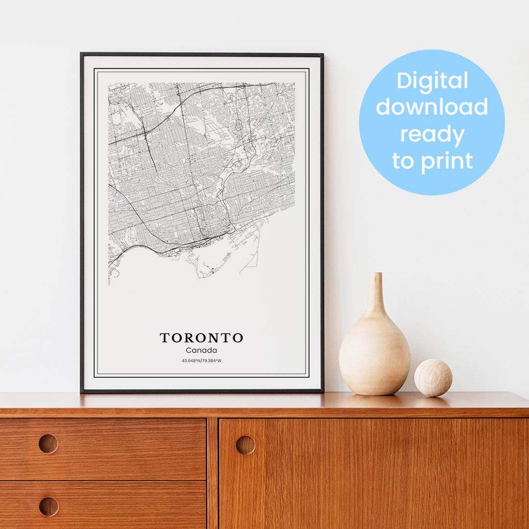 Toronto City Map, Digital Download, Toronto Map Print, Valentine's Day ...