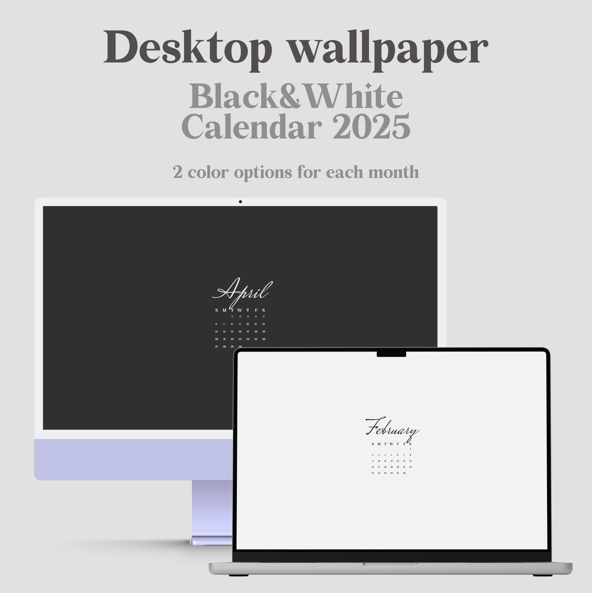 Black/white Calendar Wallpapers 2025 | Monthly Desktop & Laptop | 2 ...