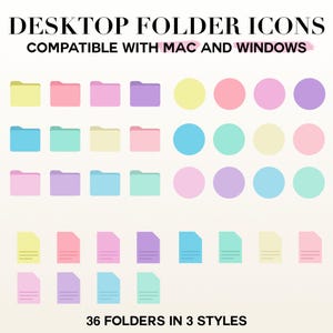 36 Colorful Rainbow Pastel Folder Icons for Mac/windows Aesthetic ...