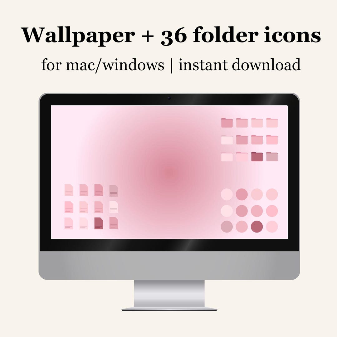 Soft Pink Aesthetic Folder Icons & Wallpaper for Mac/windows | 36 ...