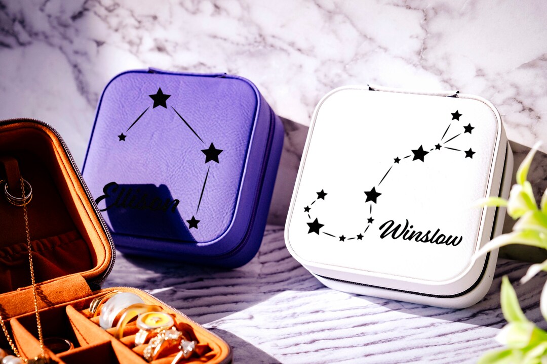 Zodiac Constellation Jewelry Box, Travel Jewelry Case, Zodiac Star ...