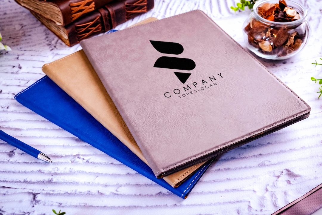 Custom Company Logo Engraved Zipper Portfolio, Personalized Monogram ...