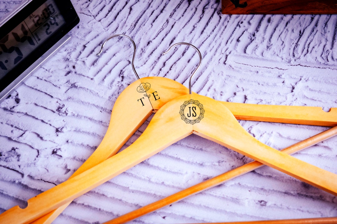 Personalized Monogram Cloth Hanger, Engraved Bamboo Hanger, Custom ...