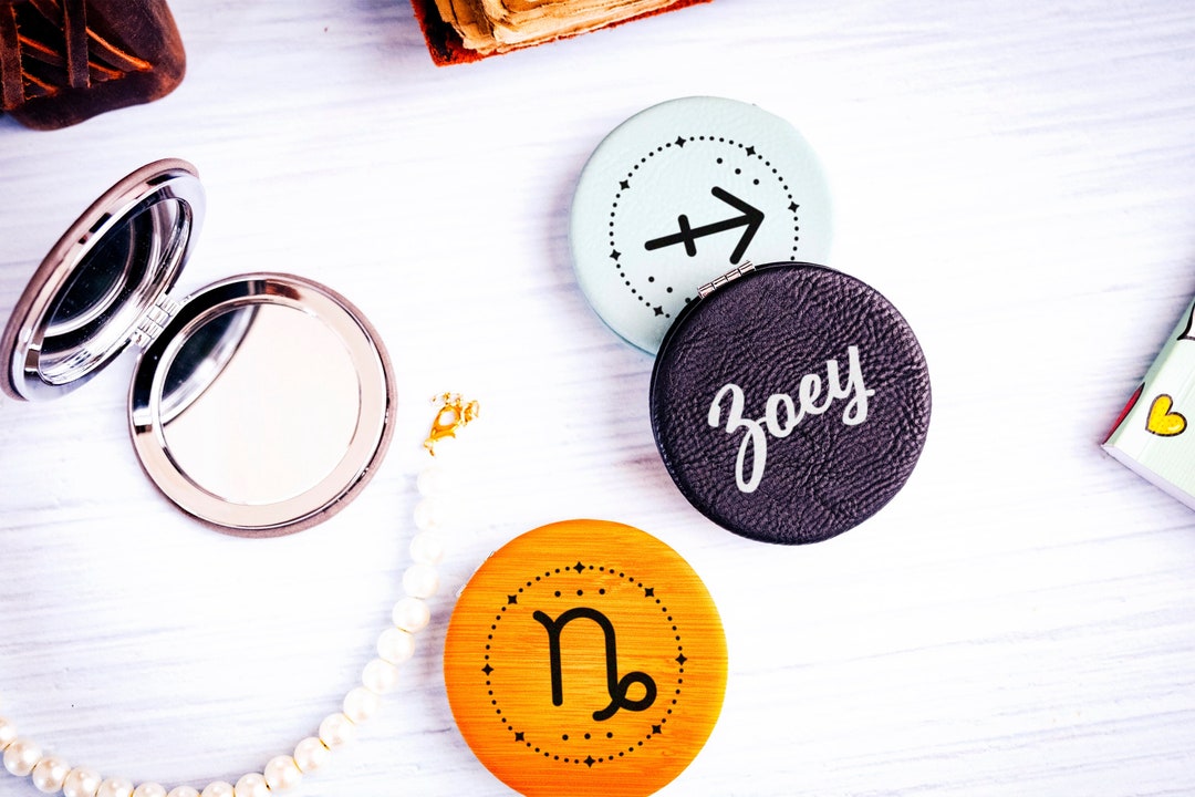Zodiac Sign Compact Mirror, Zodiac Engraved Compact Mirror, Custom ...